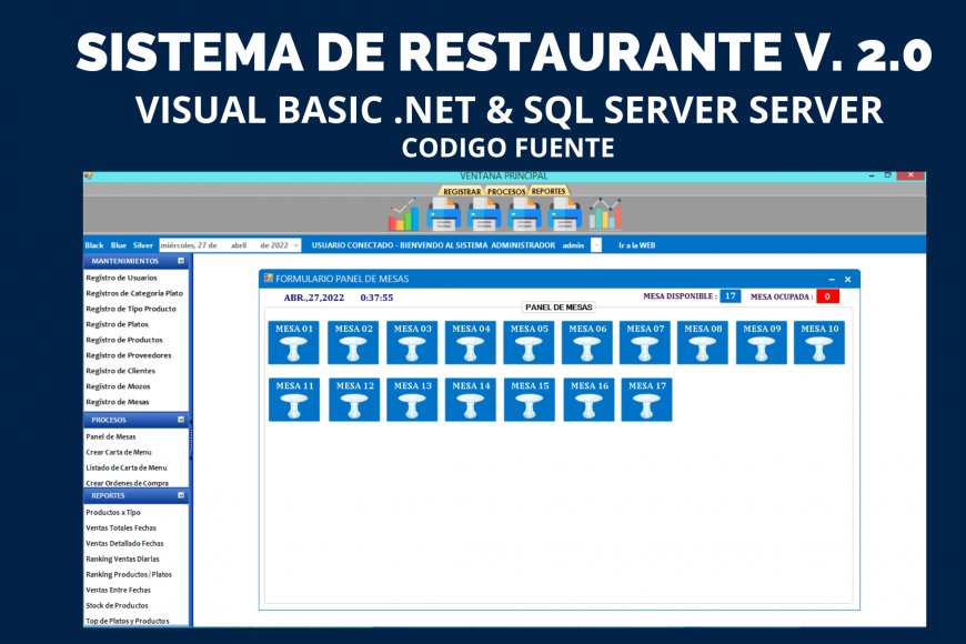 Dos Sistemas de restaurant en Visual Basic NET, SQL Server V 2.0 y V 1. ...